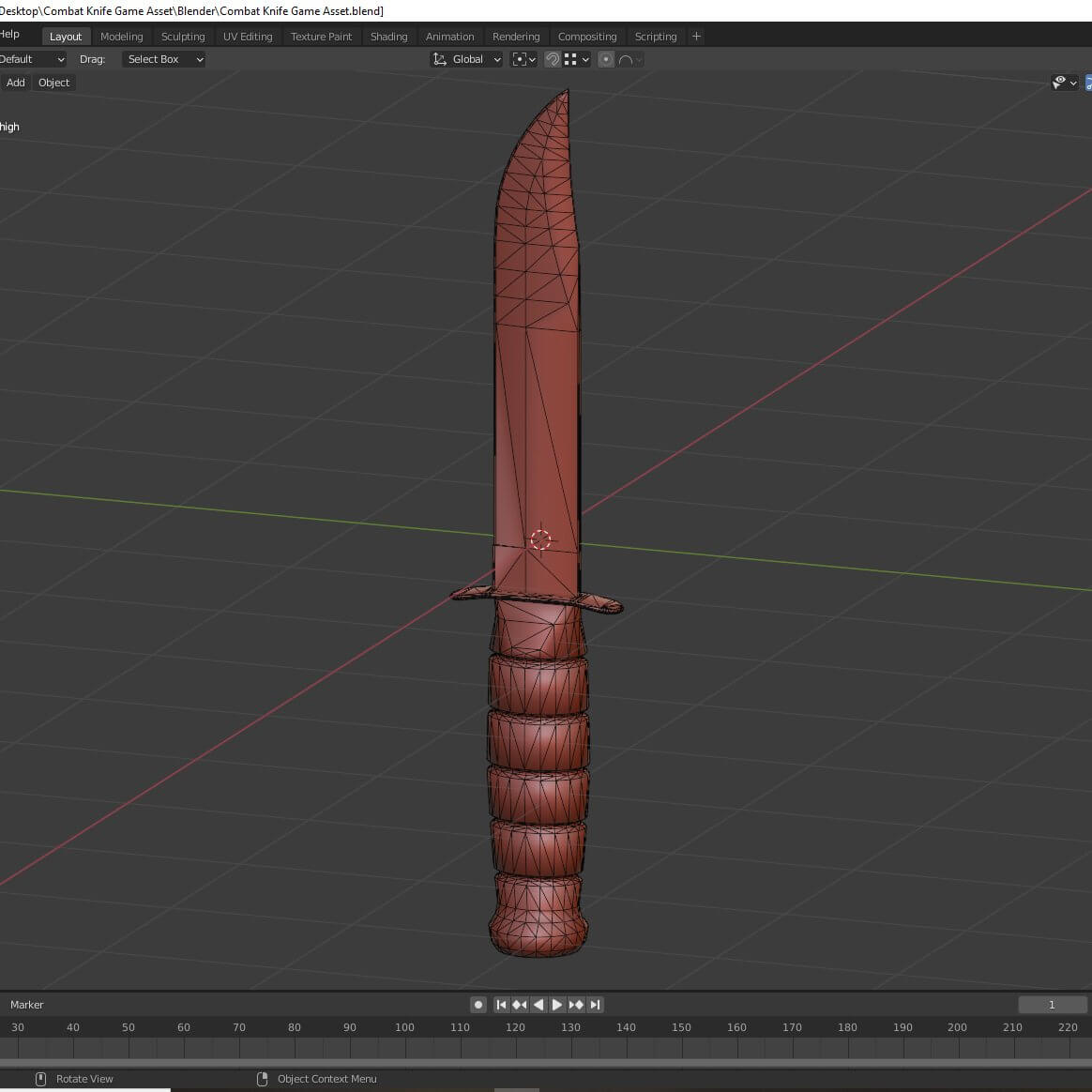 Combat Knife Game Asset - Free 3D Model by RensiCG