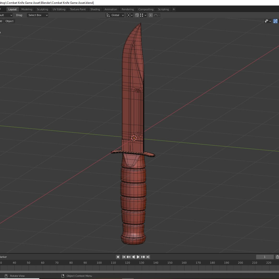 Combat Knife Game Asset - Free 3D Model by RensiCG