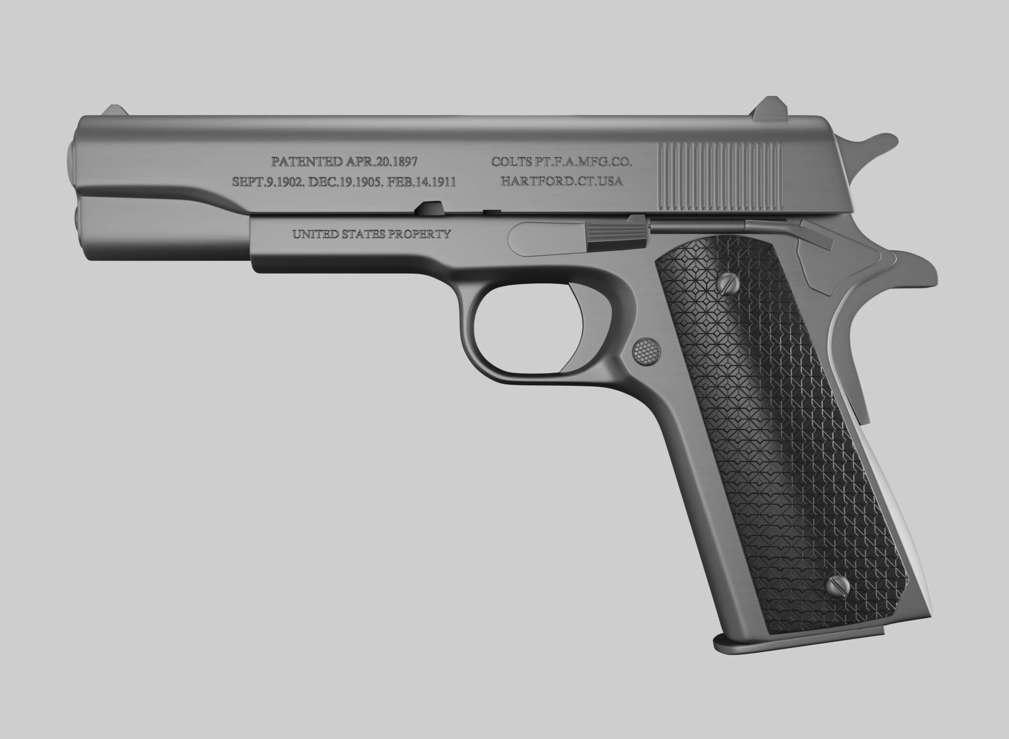 Colt M1911 Pistol Silver - 3D Model by Rever_Art