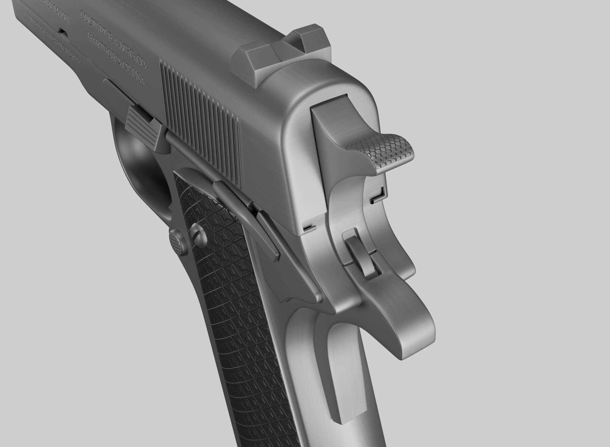 Colt M1911 Pistol Silver - 3D Model by Rever_Art