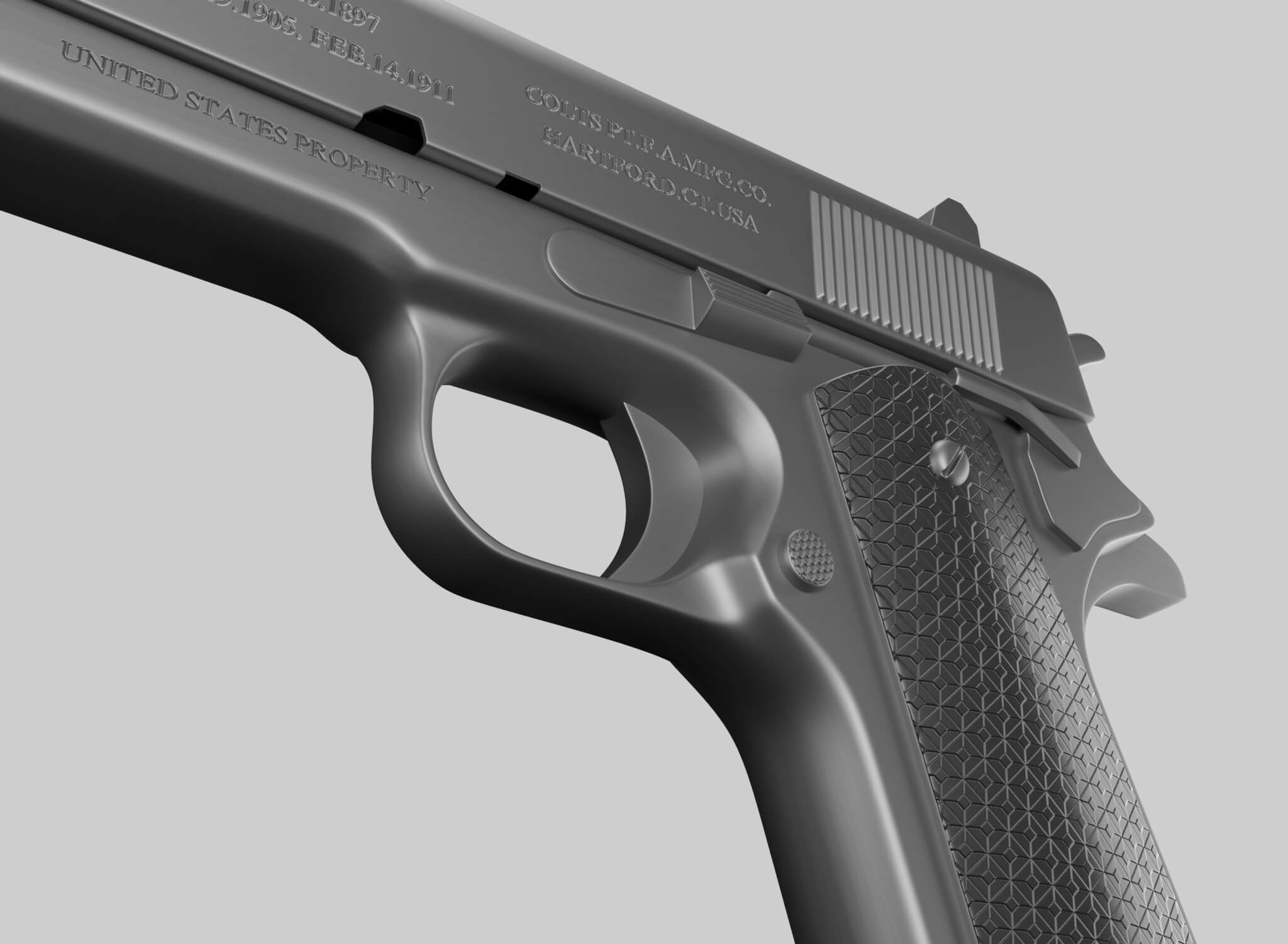 Colt M1911 Pistol Silver - 3D Model by Rever_Art