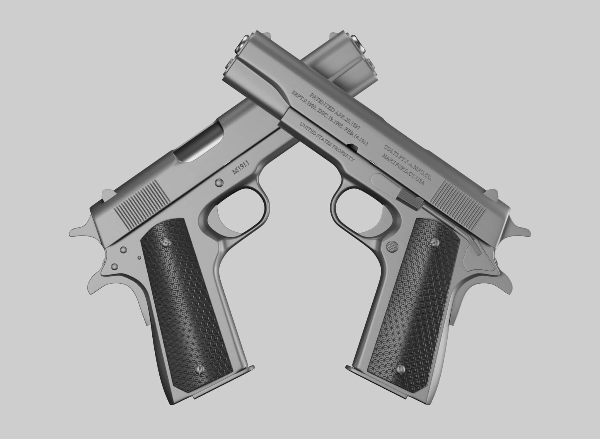 Colt M1911 Pistol Silver - 3D Model by Rever_Art