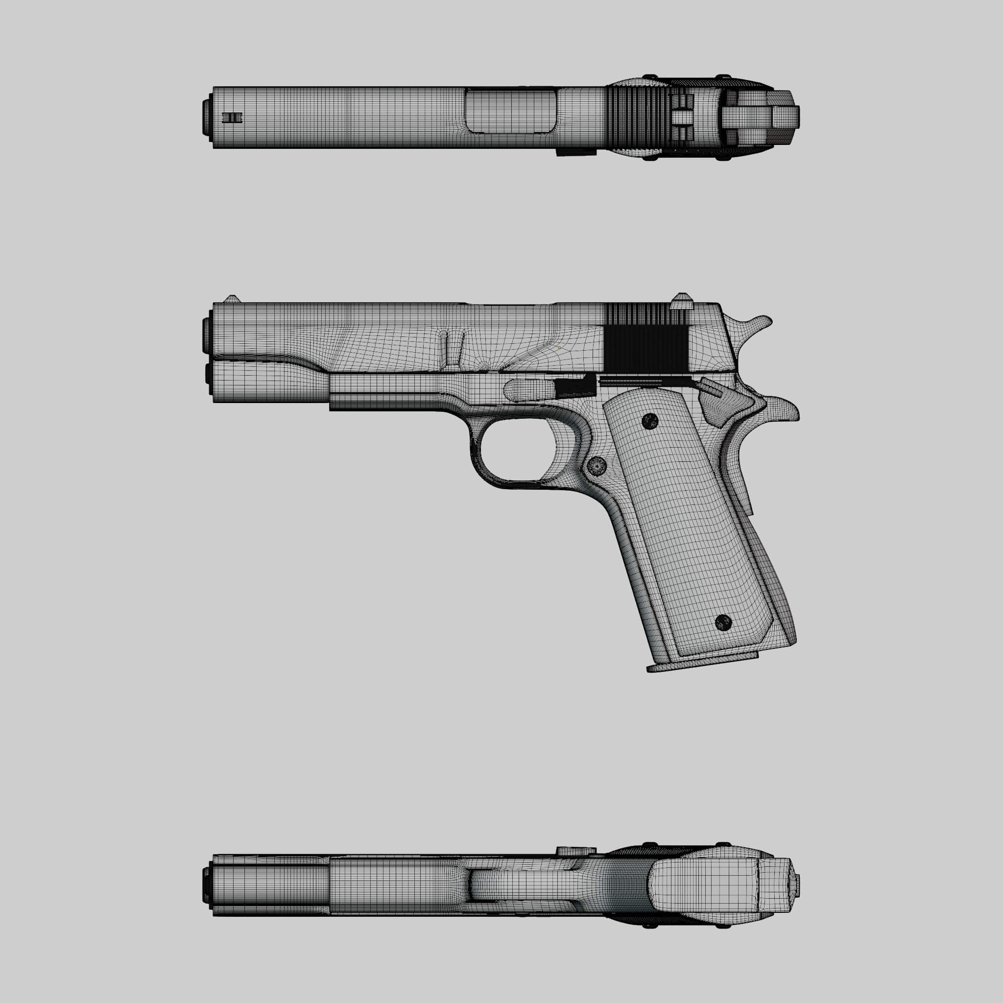 Colt M1911 Pistol Silver - 3D Model by Rever_Art