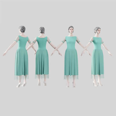 Dress 01 Cyan - 3D Model by Rever_Art