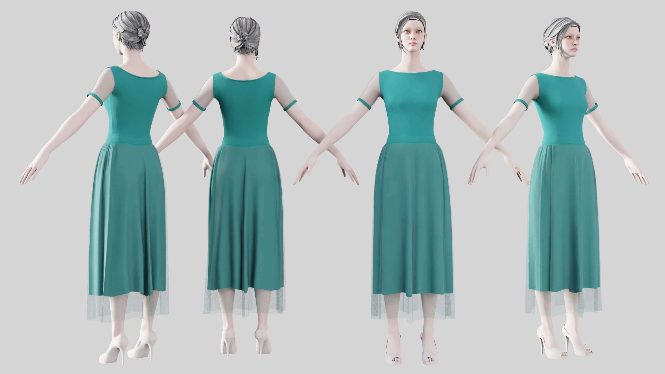 Dress 01 Dark Cyan - 3D Model by Rever_Art
