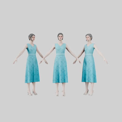 Dress 02 Sky Blue - 3D Model by Rever_Art