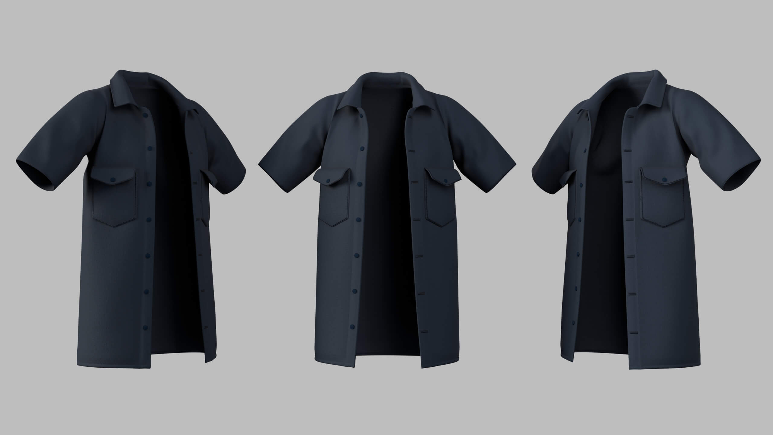 Female Jacket 01 Dark Blue - 3D Model by Rever_Art