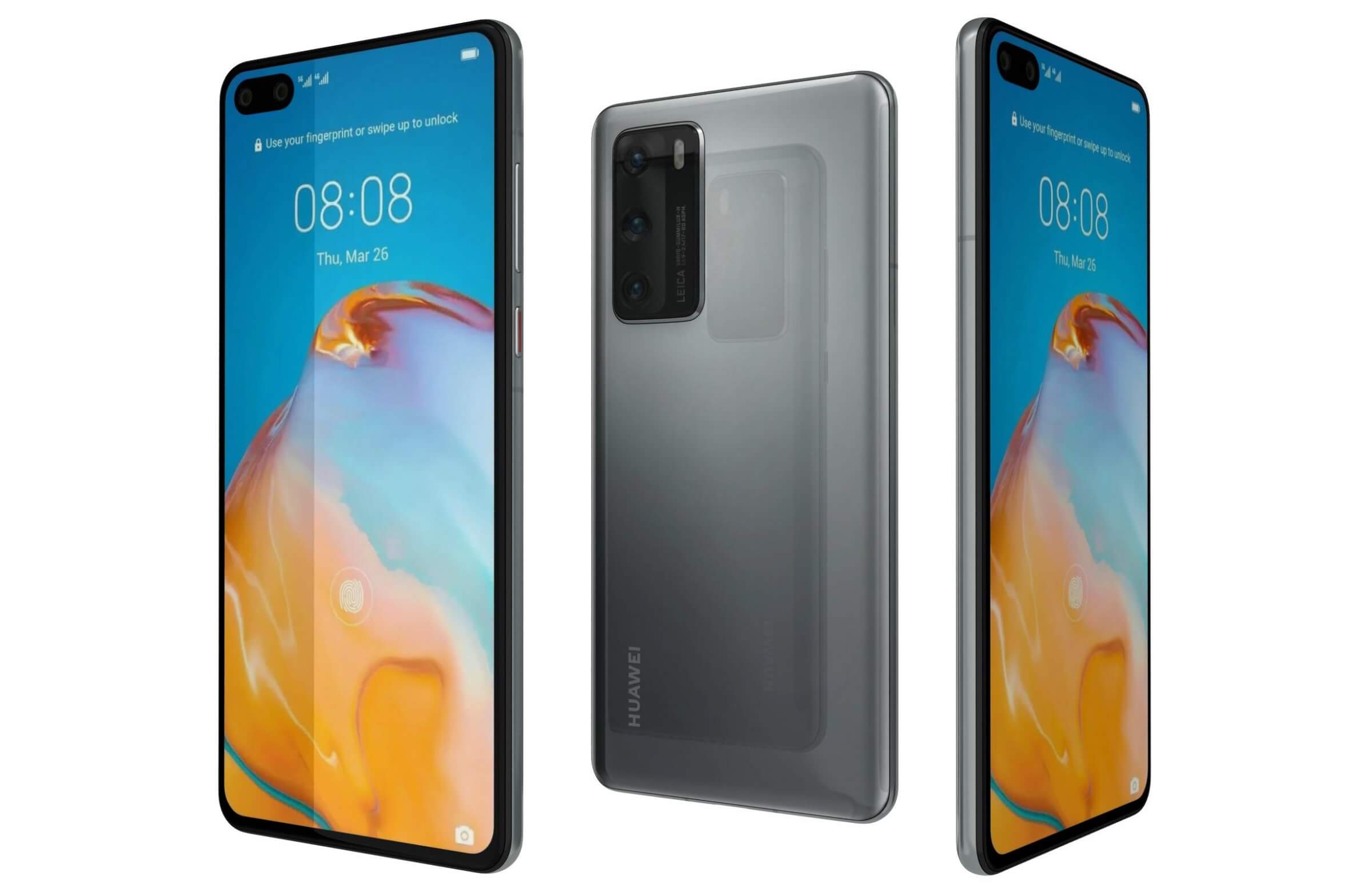 Huawei P40 Silver Frost - 3D Model by Rever_Art