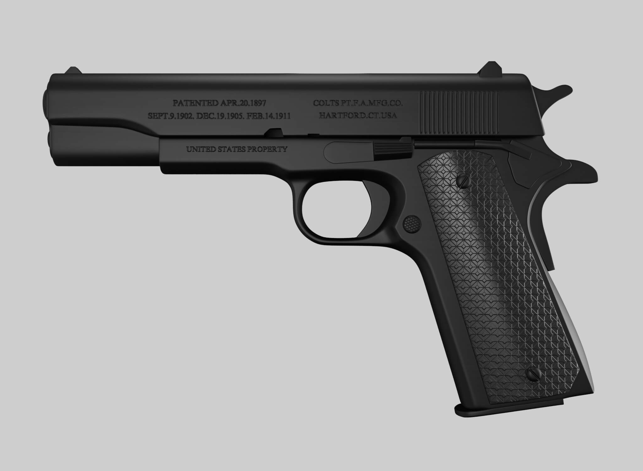 Colt M1911 Pistol Black - 3D Model by Rever_Art