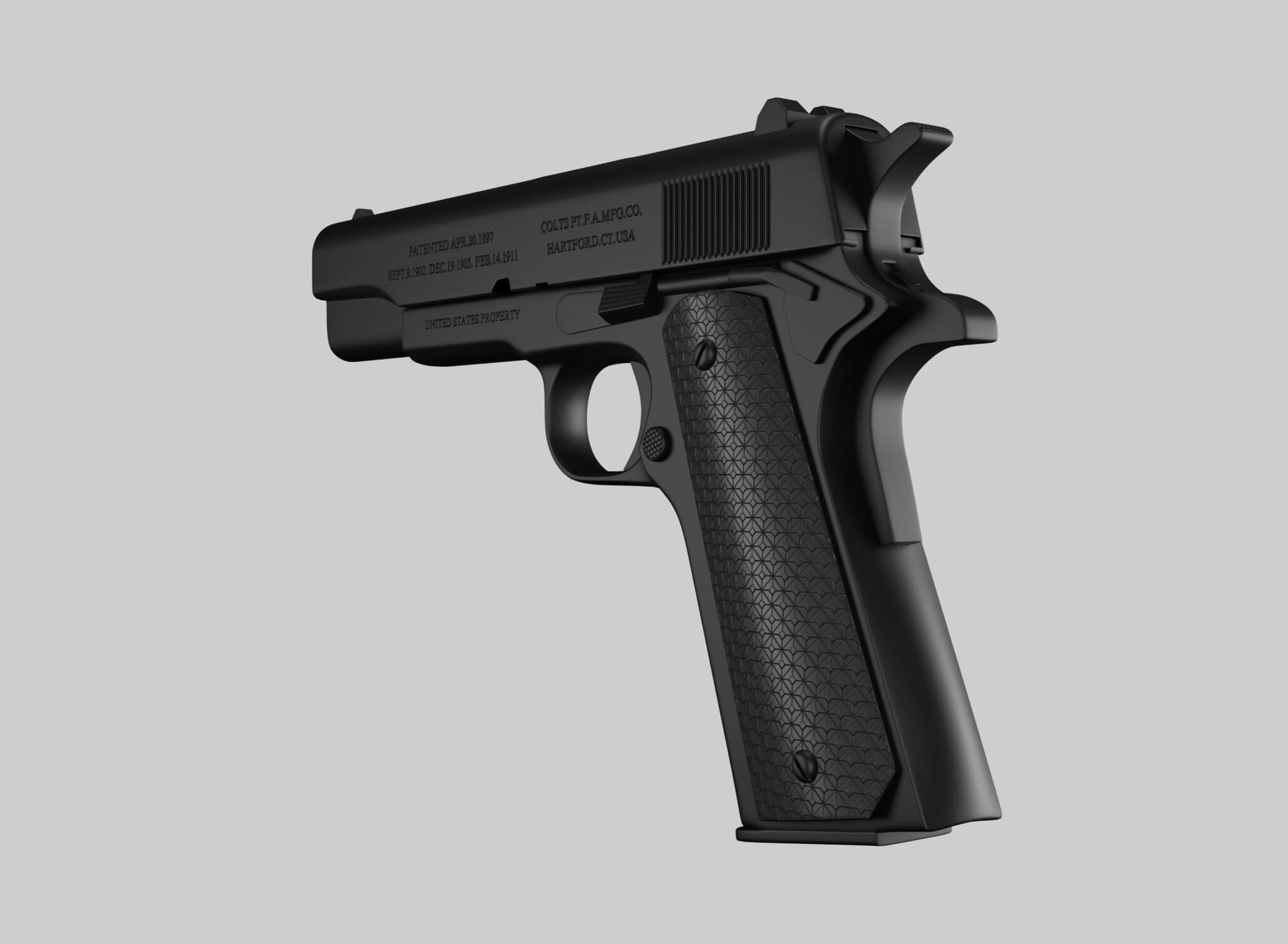 Colt M1911 Pistol Black - 3D Model by Rever_Art