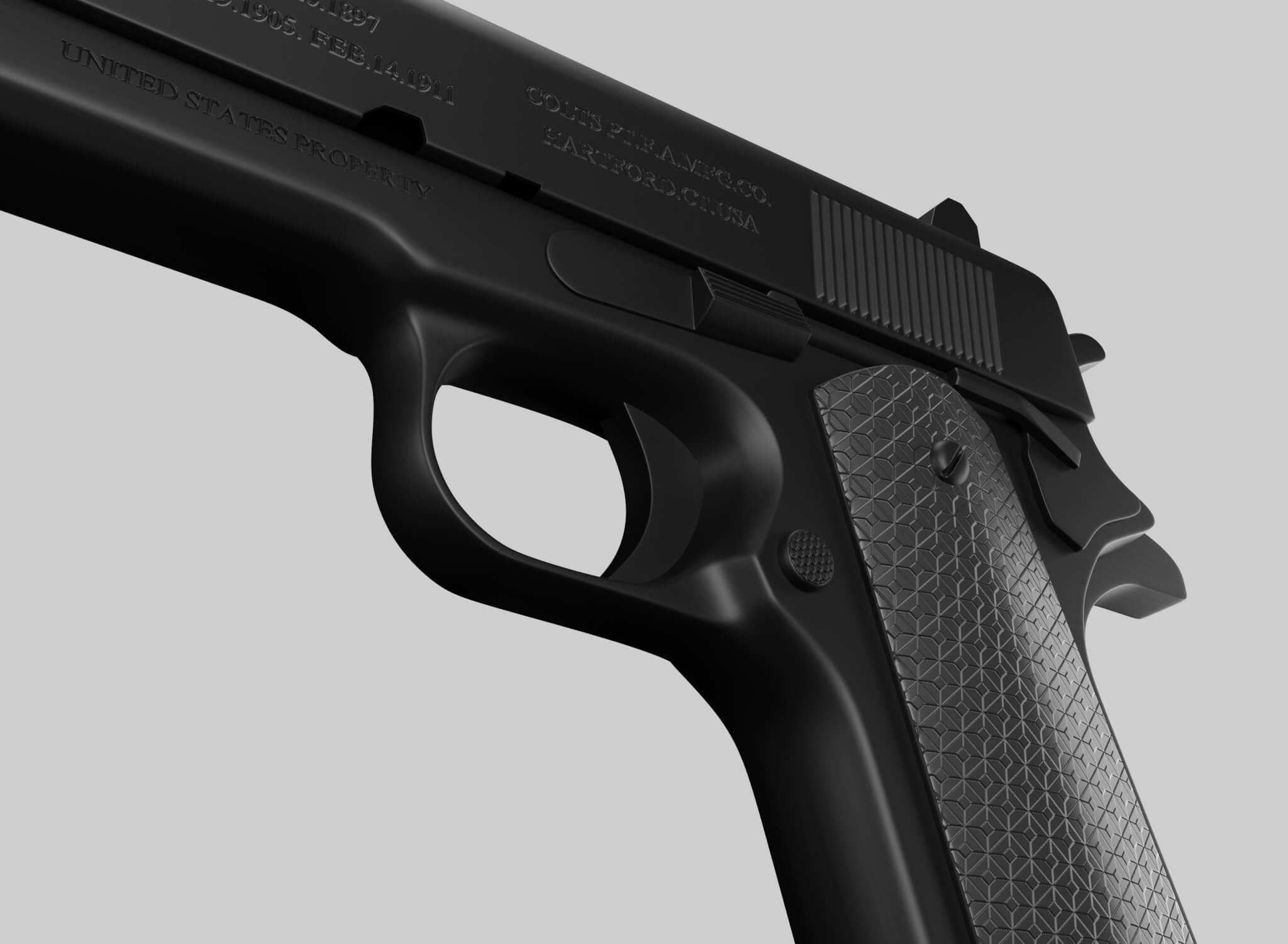 Colt M1911 Pistol Black - 3D Model by Rever_Art