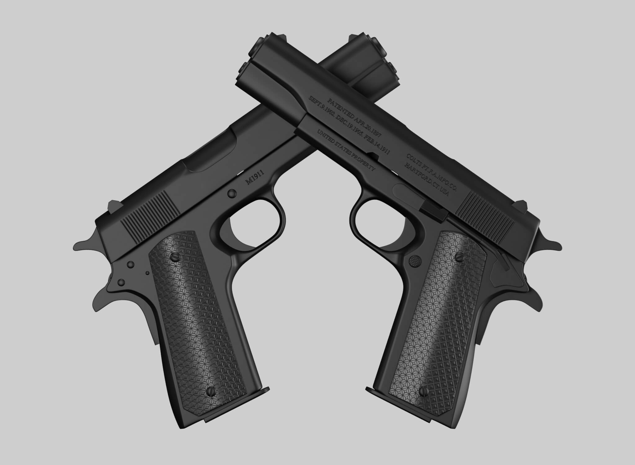 Colt M1911 Pistol Black - 3D Model by Rever_Art