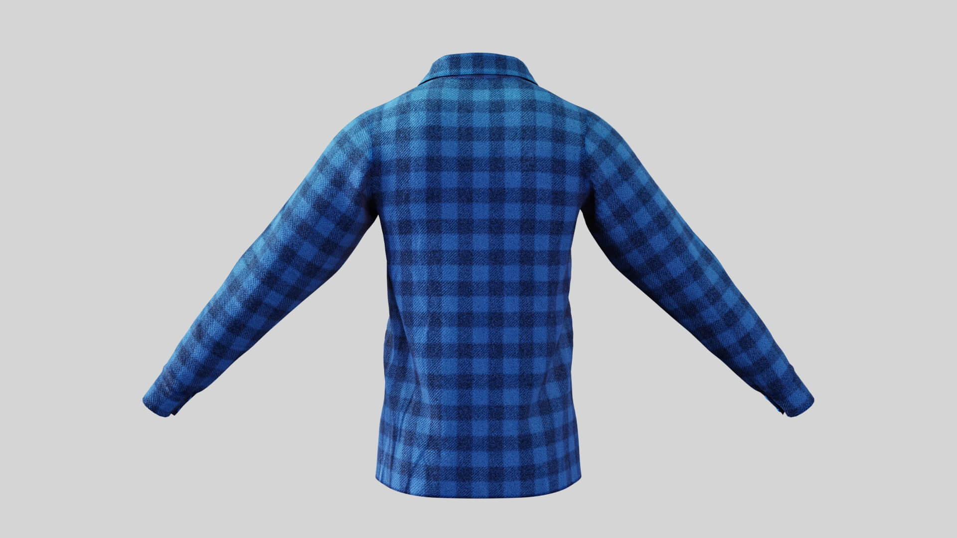 Male Shirt 01 Blue Fannel Checkered - 3D Model by Rever_Art