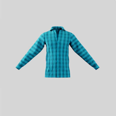Male Shirt 01 Cyan Fannel Checkered - 3D Model by Rever_Art