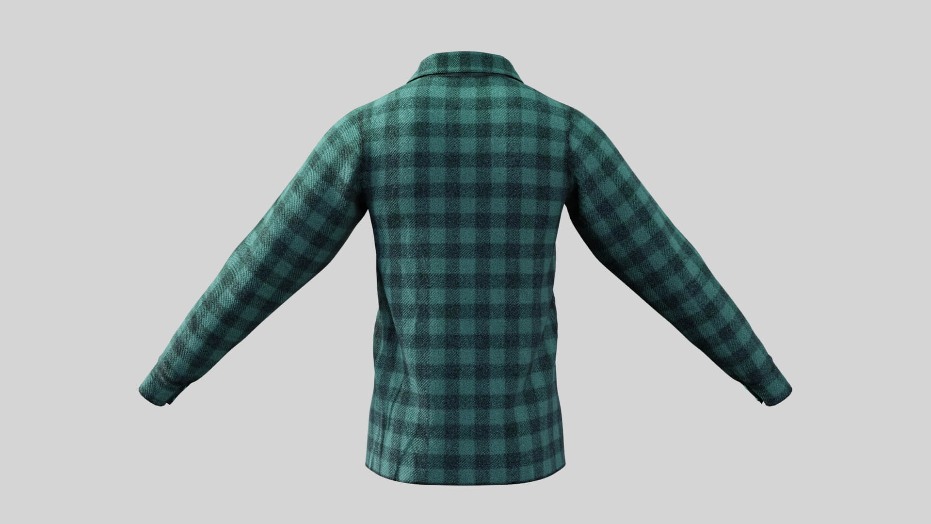 Male Shirt 01 Green Fannel Checkered - 3D Model by Rever_Art