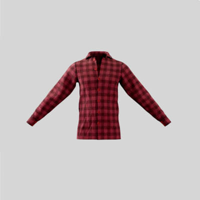 Male Shirt 01 Red Fannel Checkered - 3D Model by Rever_Art
