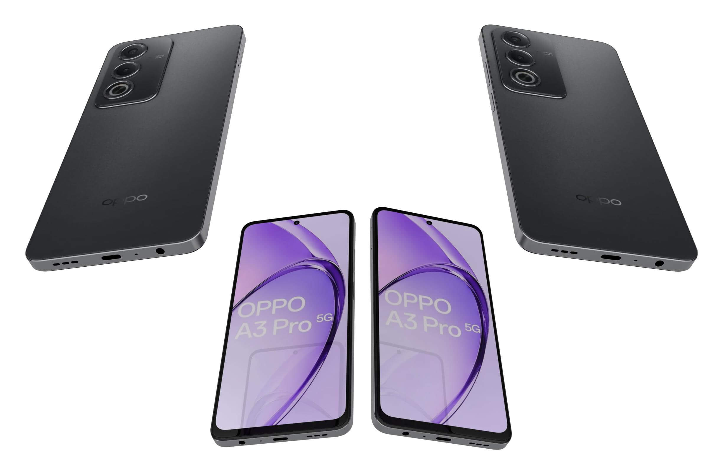 Oppo A3 Pro 5G Starry Black and Moonlight Purple - 3D Model by Rever_Art