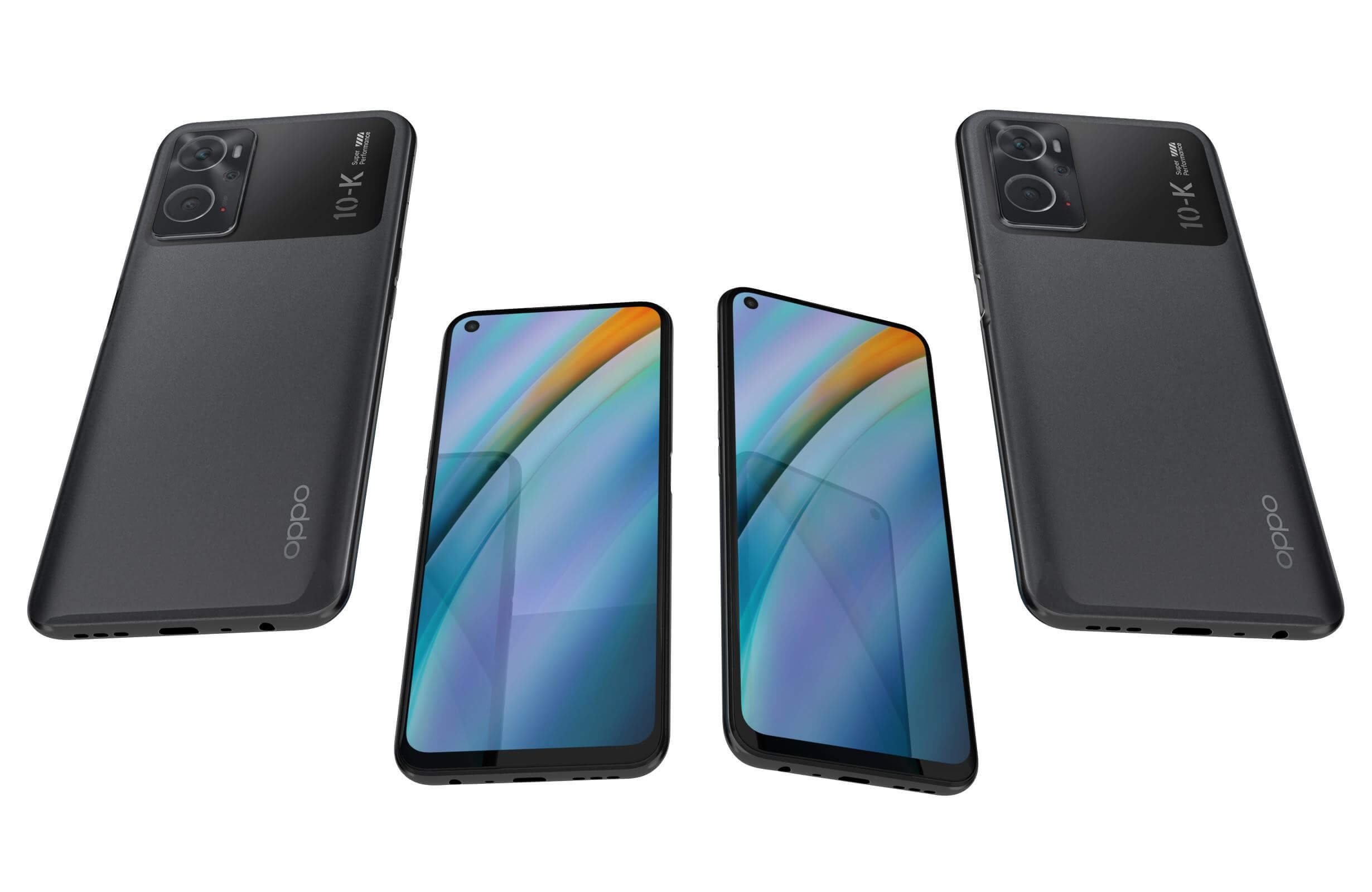 Oppo K10 Black Carbon And Blue Flame - 3D Model by Rever_Art