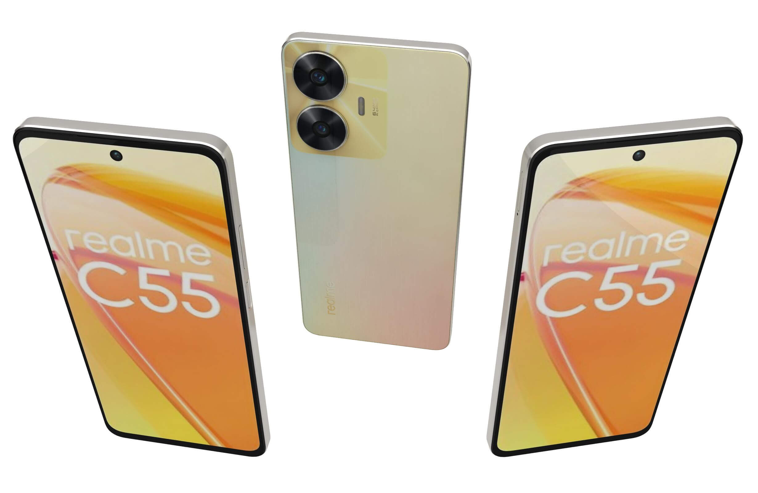 Realme C55 Black and Gold - 3D Model by Rever_Art