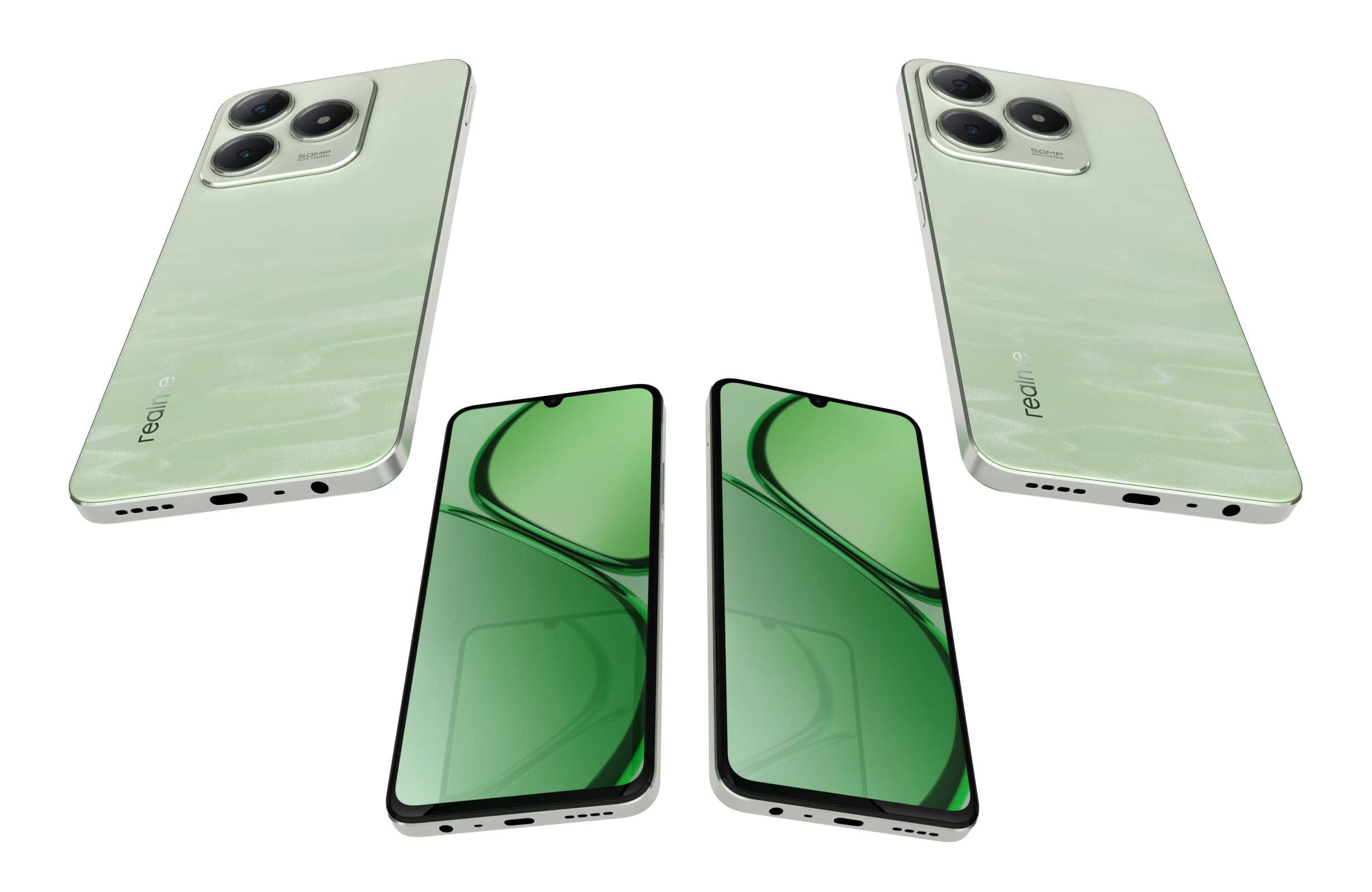 Realme C63 Leather Blue and Jade Green - 3D Model by Rever_Art