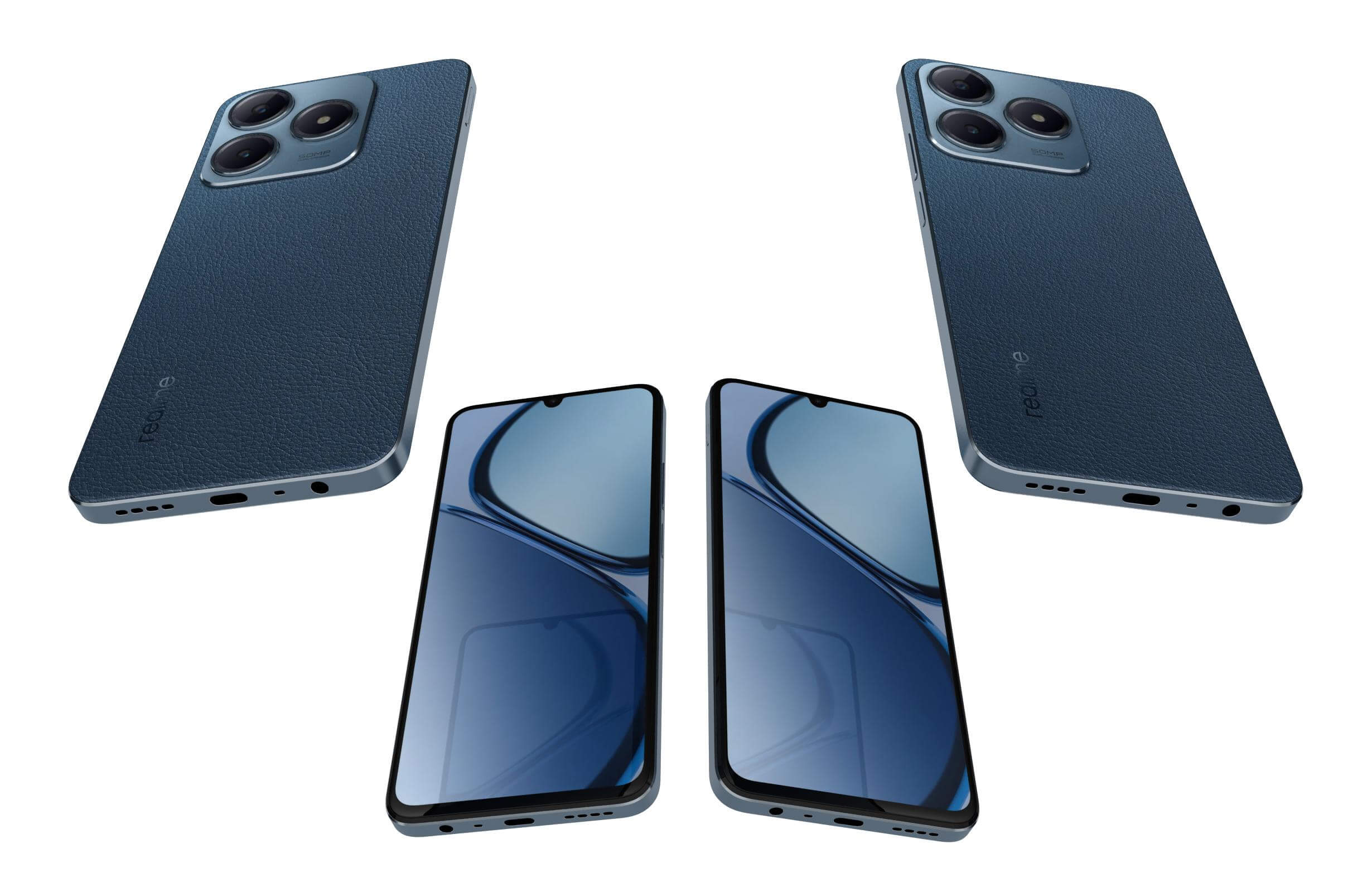 Realme C63 Leather Blue and Jade Green - 3D Model by Rever_Art