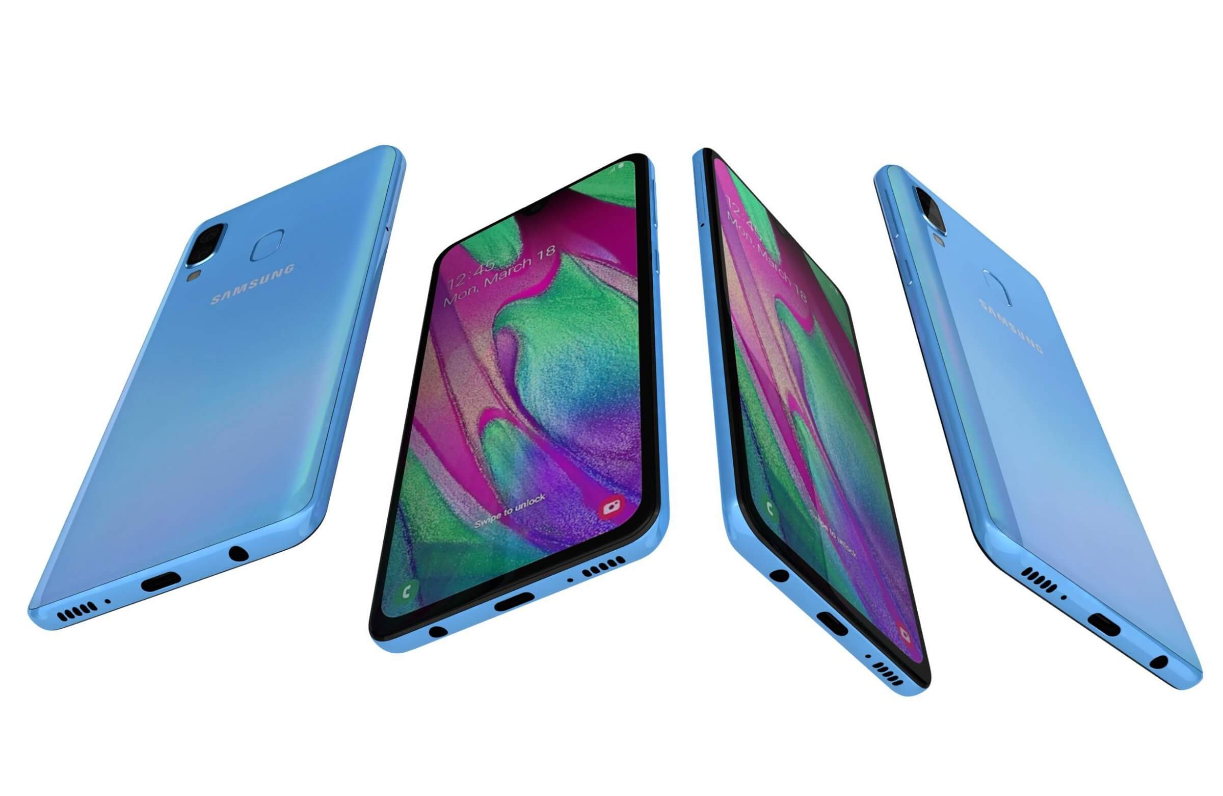 Samsung Galaxy A40 Blue - 3D Model by Rever_Art