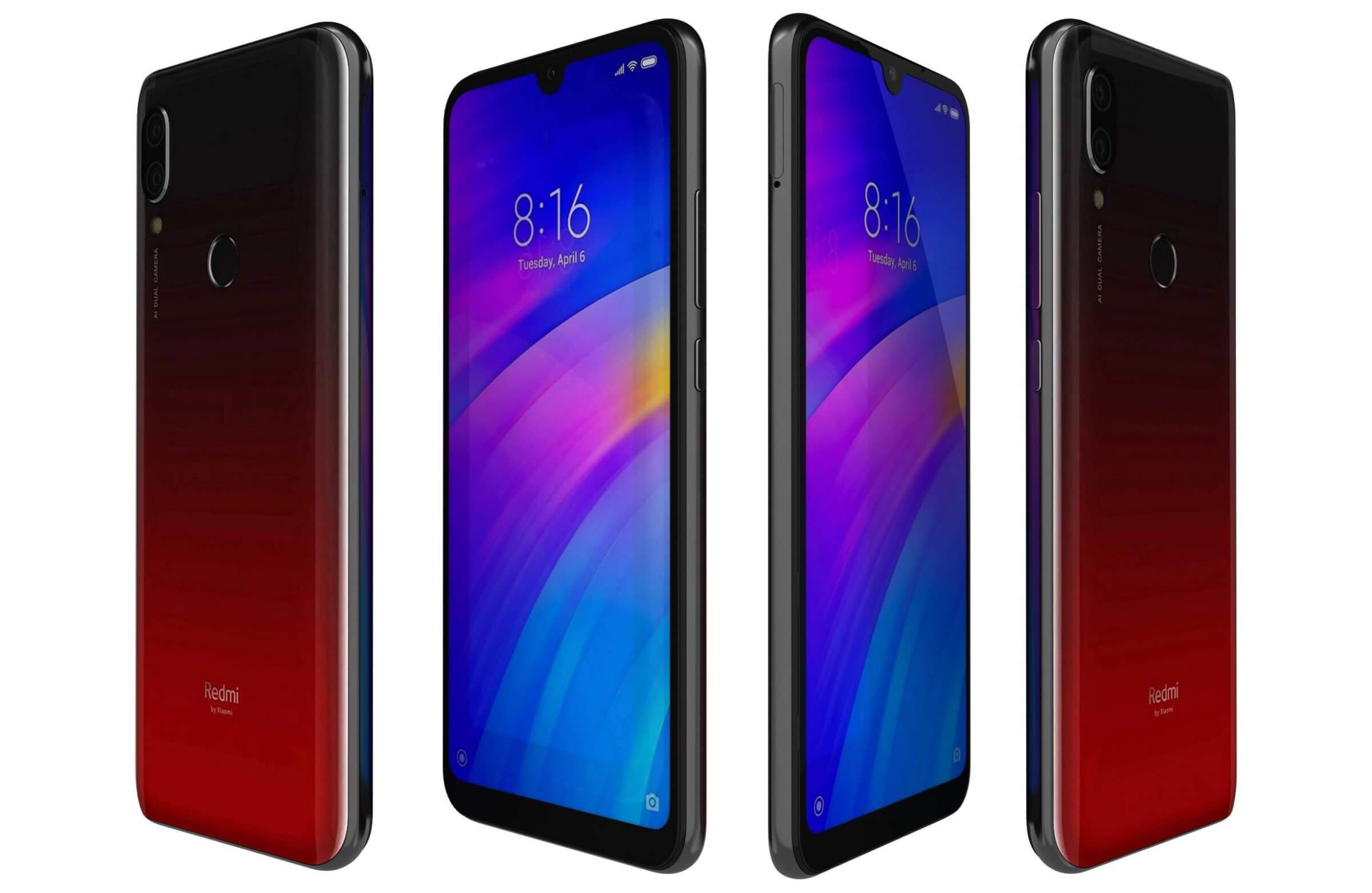 Xiaomi Redmi 7 Lunar Red - 3D Model by Rever_Art