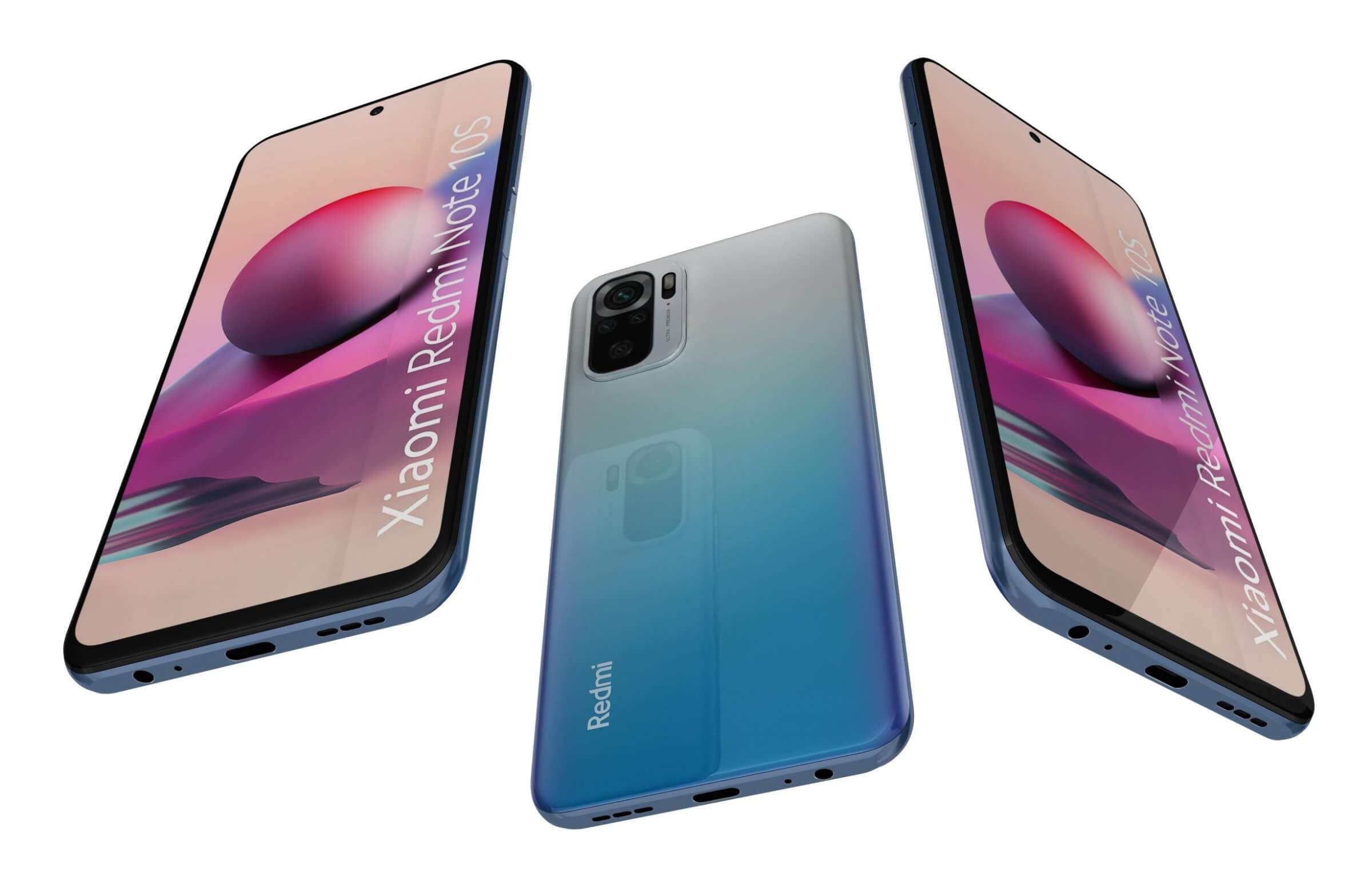 Xiaomi Redmi Note 10S Blue - 3D Model by Rever_Art