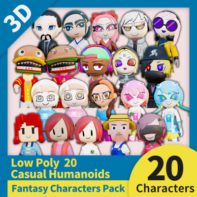 Low Poly 20 Casual Humanoids - Fantasy Characters Pack 3D Model by ...