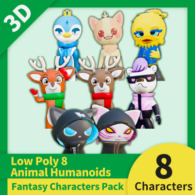 Low Poly 8 Animal Humanoids - Fantasy Characters Pack 3D Model by ...