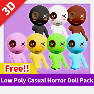 Low Poly Casual Horror Doll Pack - Free 3D Model by Revereel Studio