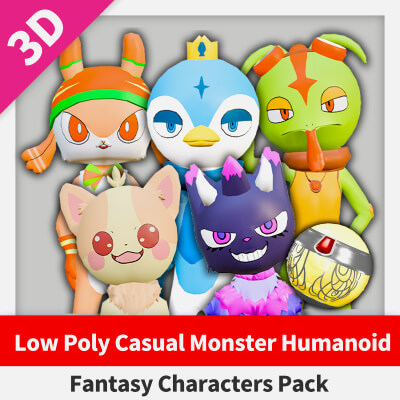 Low Poly Casual Monster Humanoid - Fantasy Characters Pack 3D Model by ...