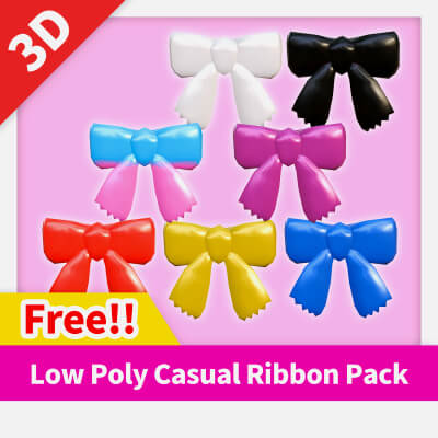 Low Poly Casual Ribbon Pack - Free 3D Model by Revereel Studio