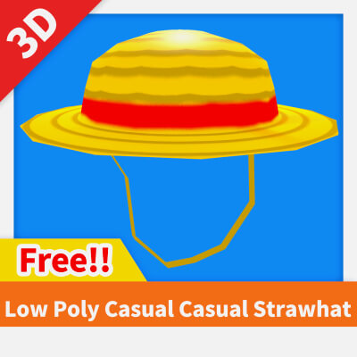 Low Poly Casual Strawhat - Free 3D Model by Revereel Studio