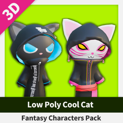 Low Poly Cool Cat - Fantasy Characters Pack 3D Model by Revereel Studio
