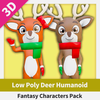 Low Poly Deer Humanoid - Fantasy Characters Pack 3D Model by Revereel ...