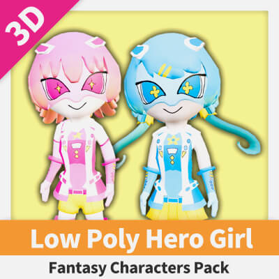 Low Poly Hero Girl - Fantasy Characters Pack 3D Model by Revereel Studio