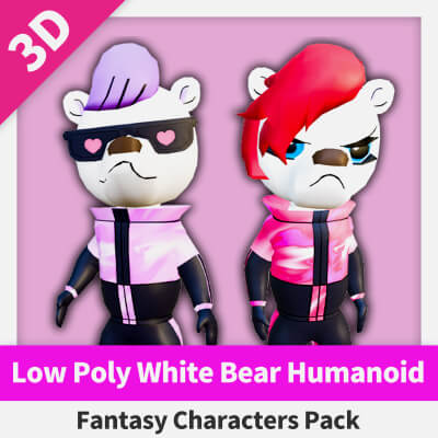 Low Poly White Bear Humanoid - Fantasy Characters Pack 3D Model by ...