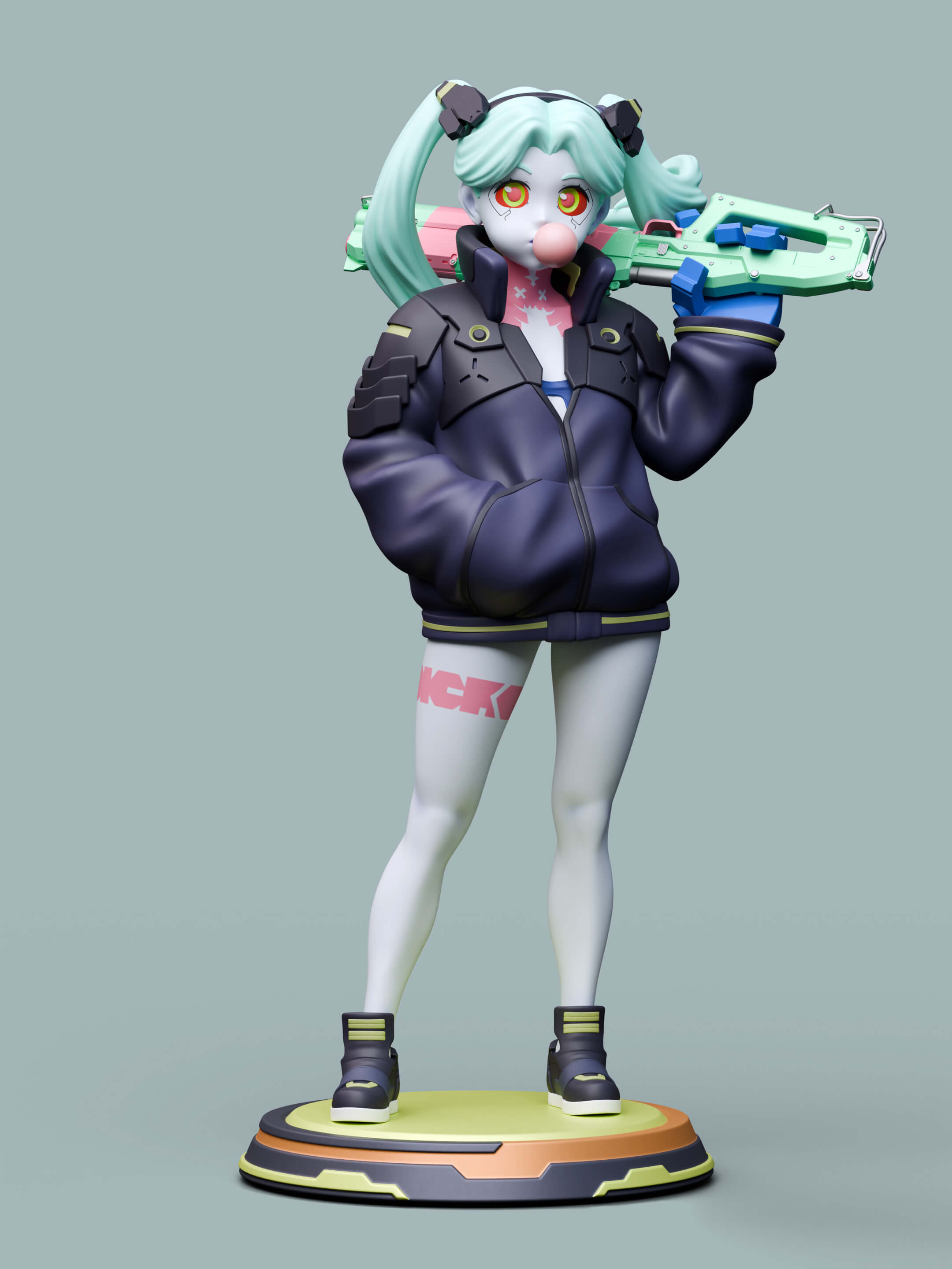 Rebecca - Cyberpunk Edgerunners 3D Render, Digital Art by Revi