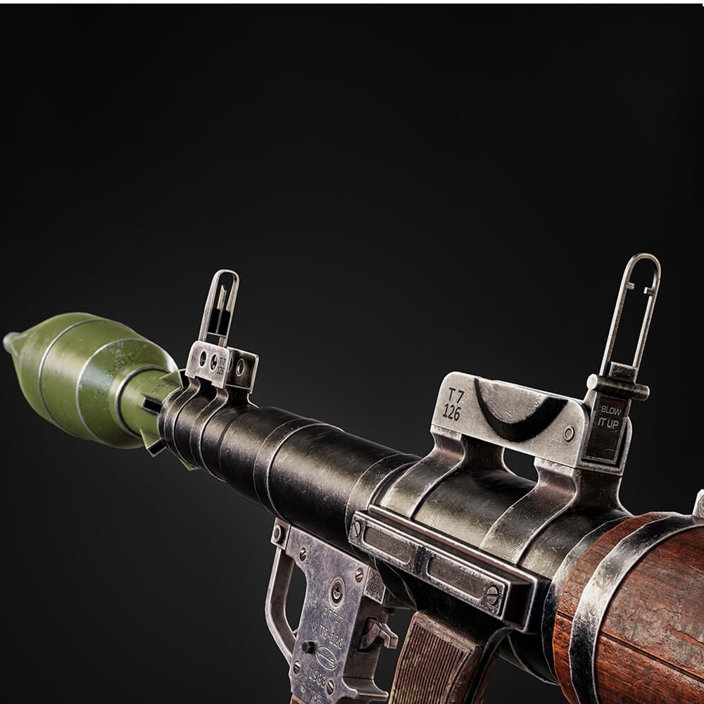 RPG-7 Rocket Launcher 3D Render, Digital Art by rezabendokht