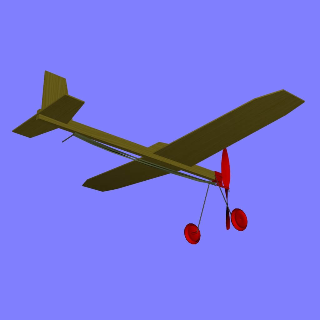 Super Flyer Rubber Band Powered Airplane - Free 3D Model by richimoto