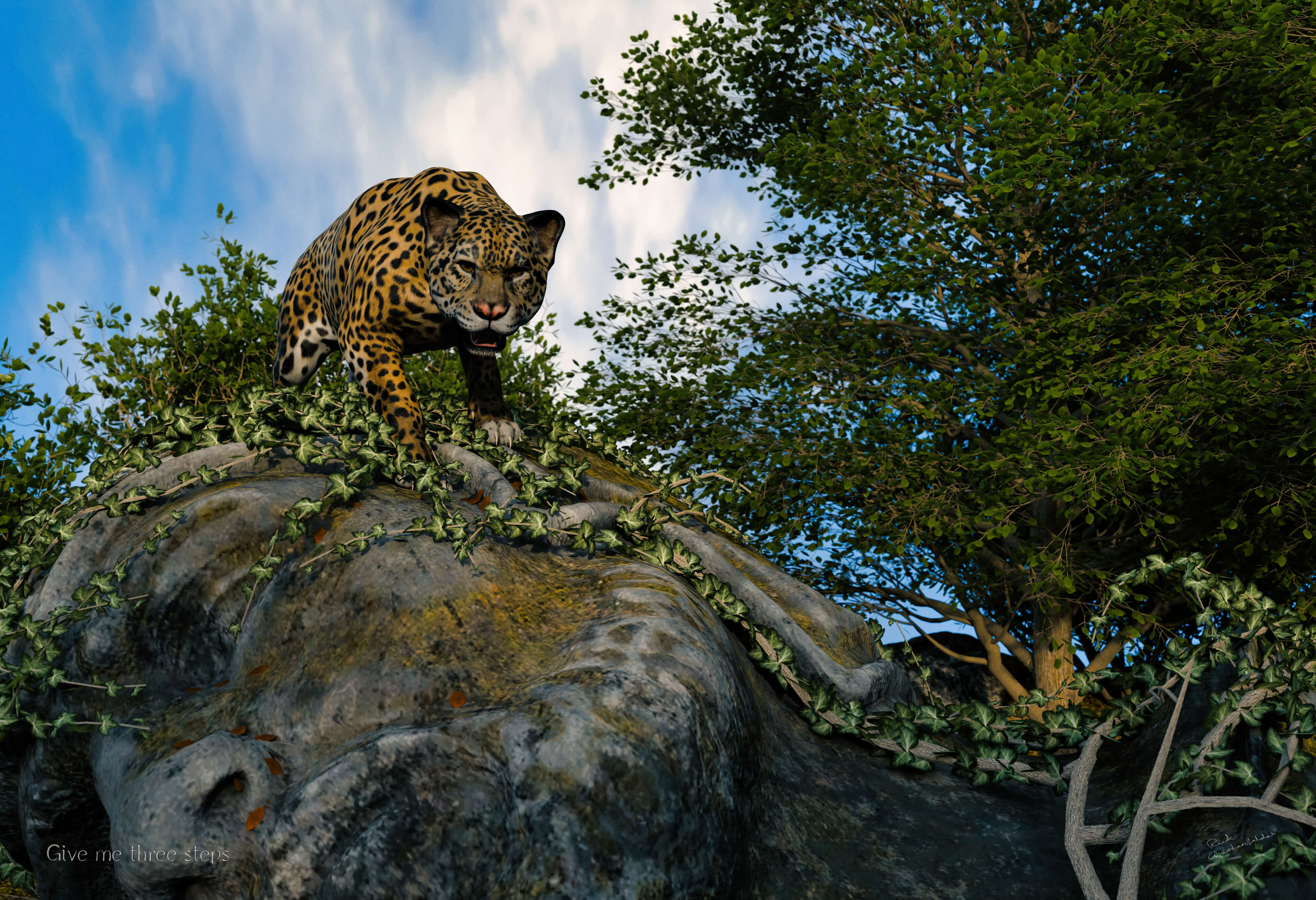 Give Me Three Steps 3D Render, Digital Art by RickWesh