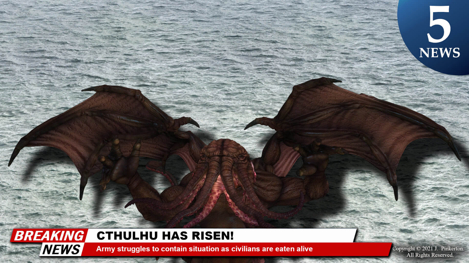 Cthulhu Has Risen! 3D Render, Digital Art by Rival Underground