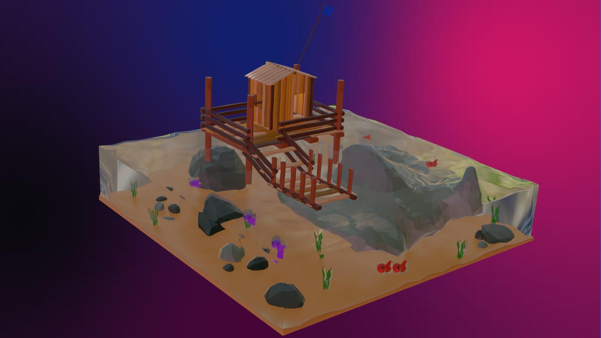 Slit house 3D Render, Digital Art by Riya Sinha