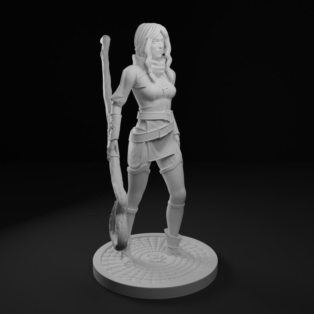 Female Mage With Wodden Staff - 3D Model by RN95