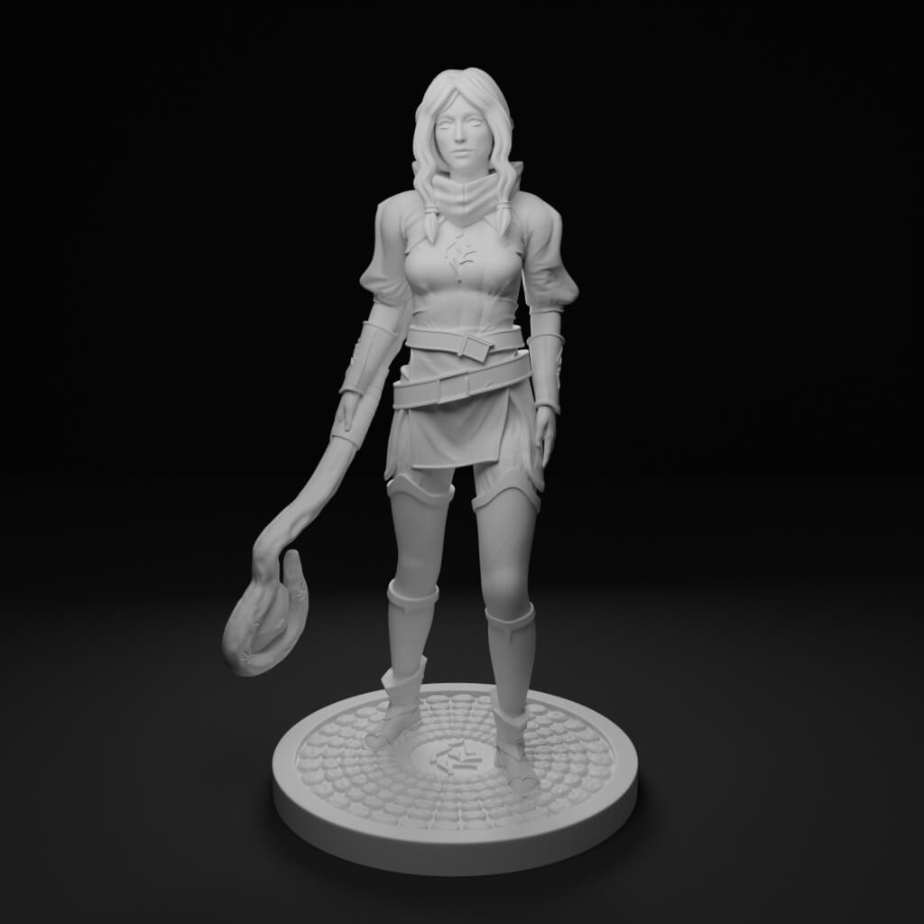 Female Mage With Wodden Staff - 3D Model by RN95