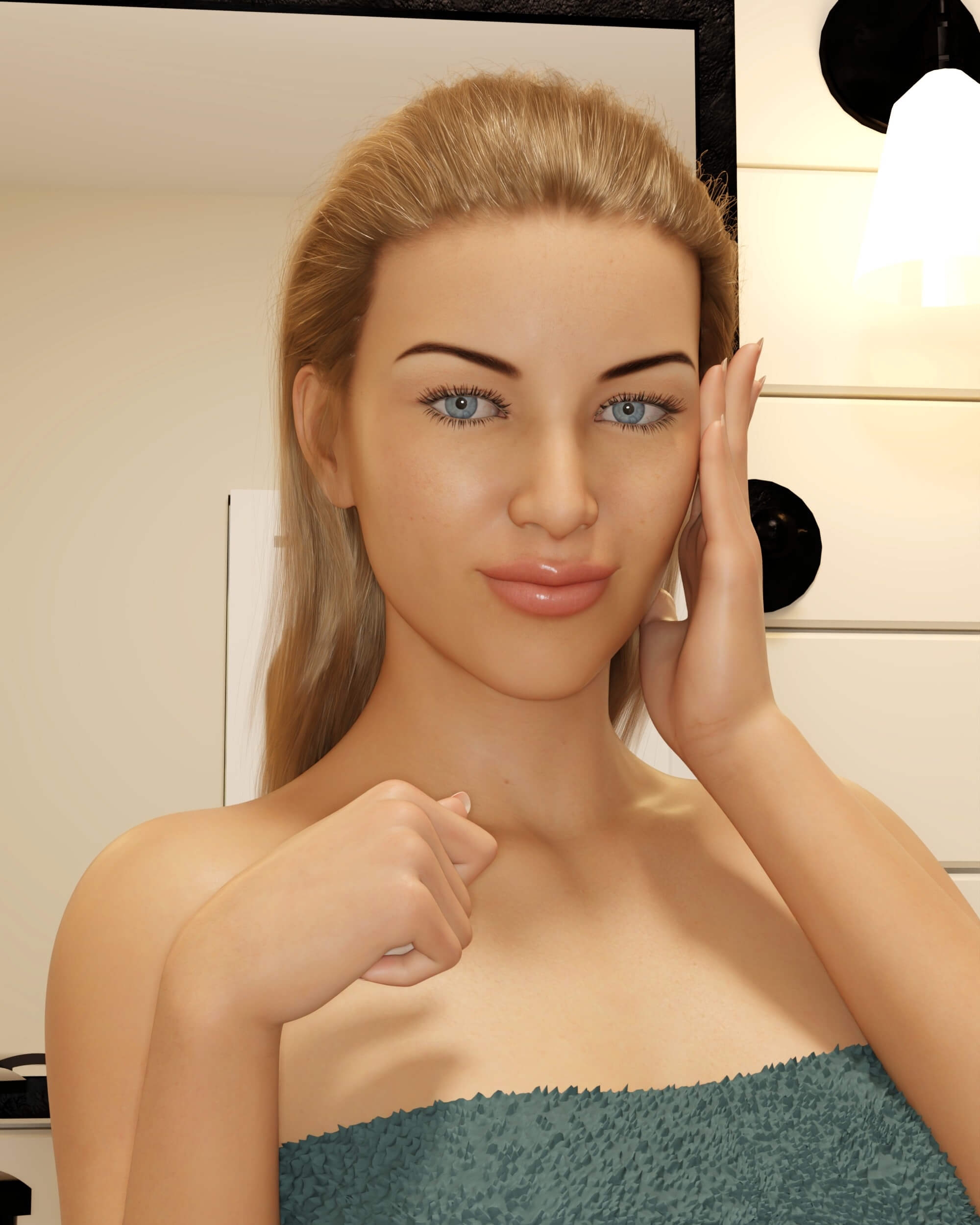 Post-Shower Scene 3D Render, Digital Art by RNagao89