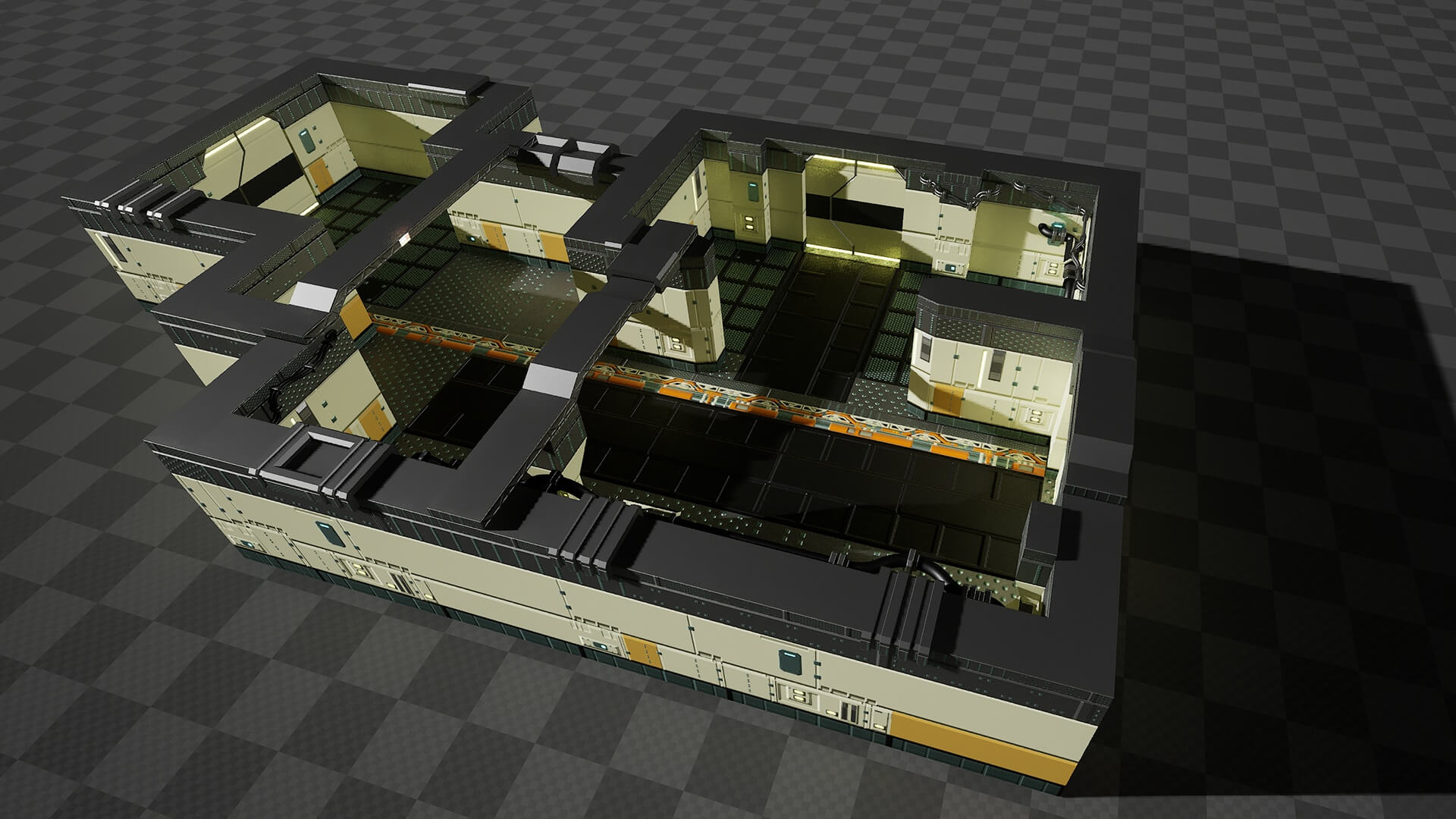 Topdown Sci-Fi Corridor Kit 3D Model by Roa3d