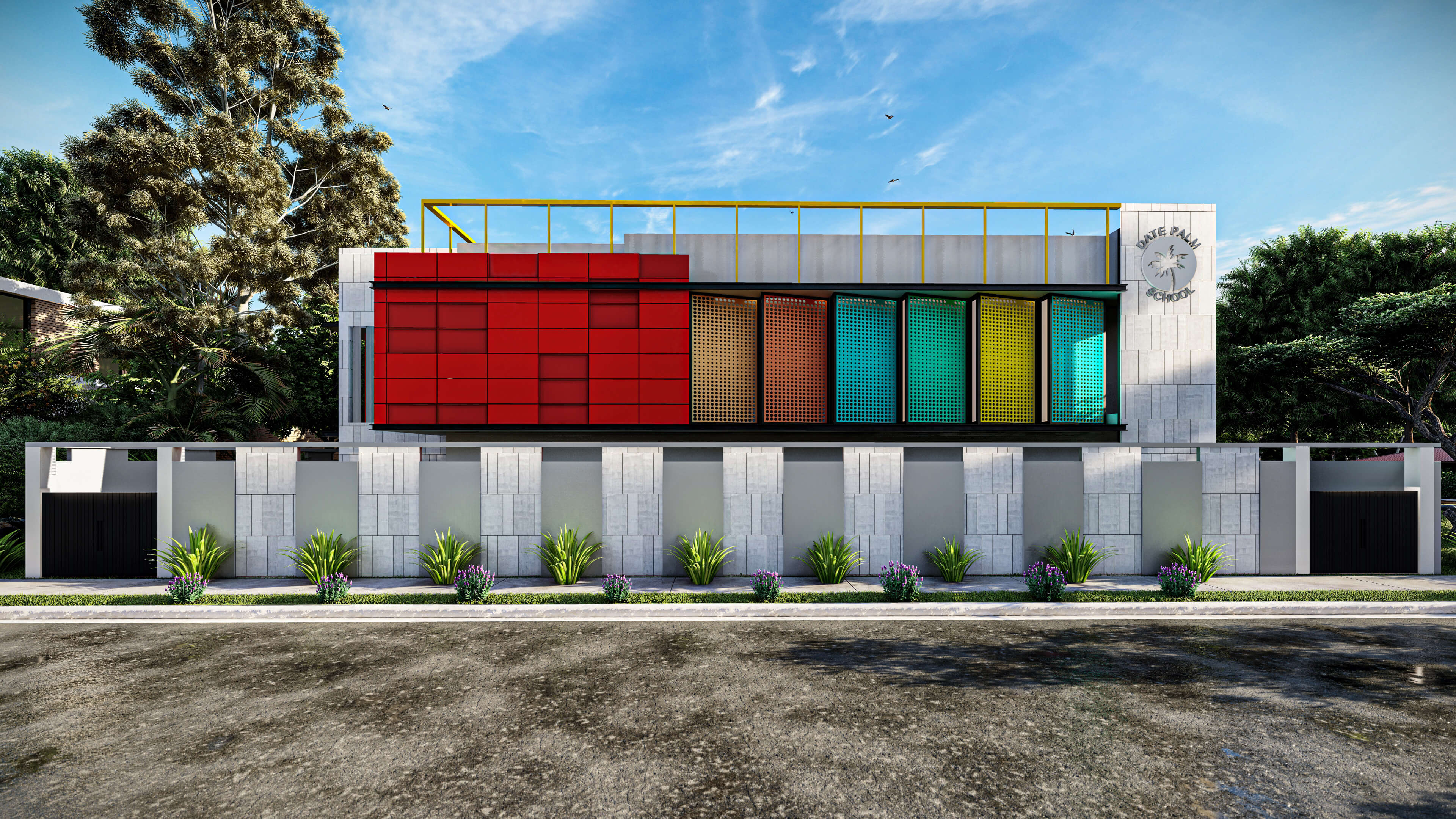 Modern School Elevation - 3D Model by Robert Saenz