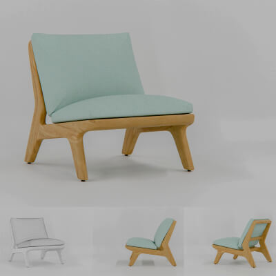 Modern Poplar Wood Lounge Chair - 3D Model by robertrestupambudi